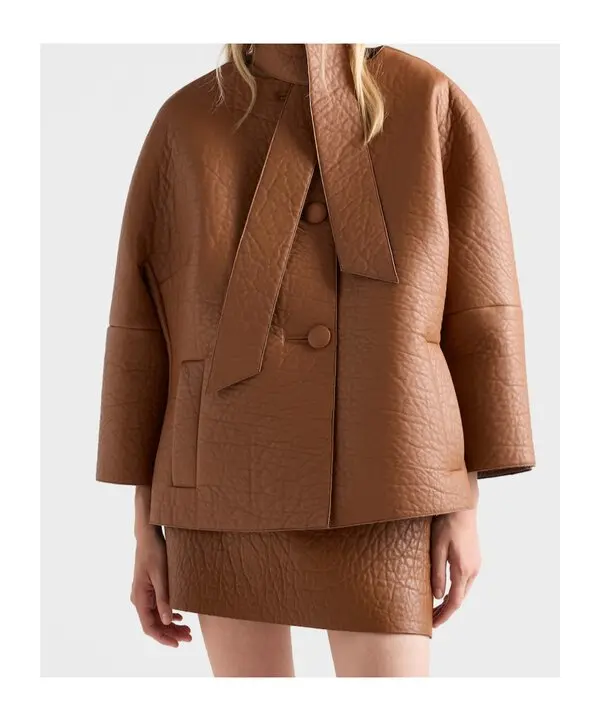 Prada Nappa Leather Jacket With Detachable Scarf
