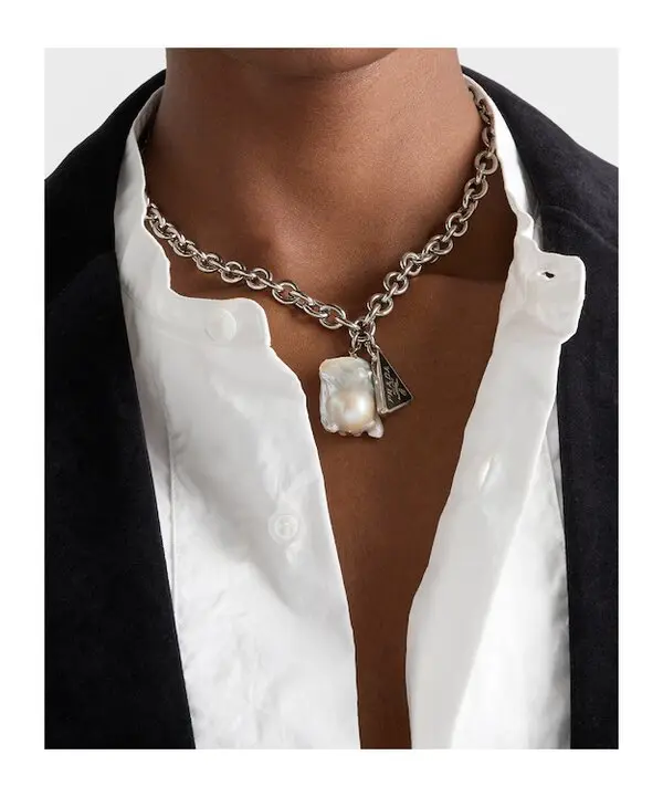 Prada Metal Necklace With Pearl
