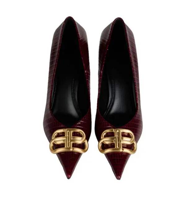 Balenciaga Metallic Snake-print Leather High Heels