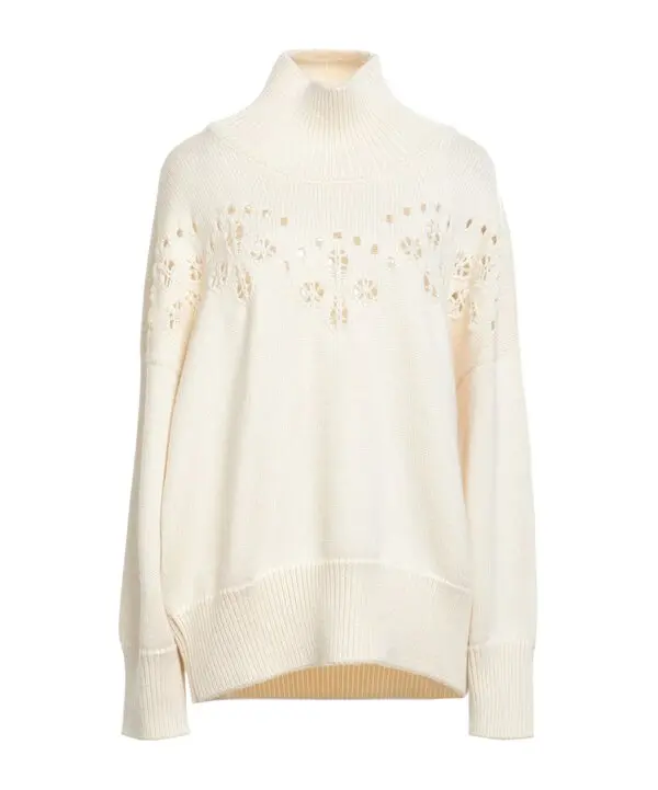Chloé Wool Turtleneck Sweater With Lace Detailing