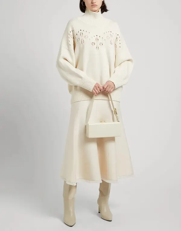 Chloé Wool Turtleneck Sweater With Lace Detailing