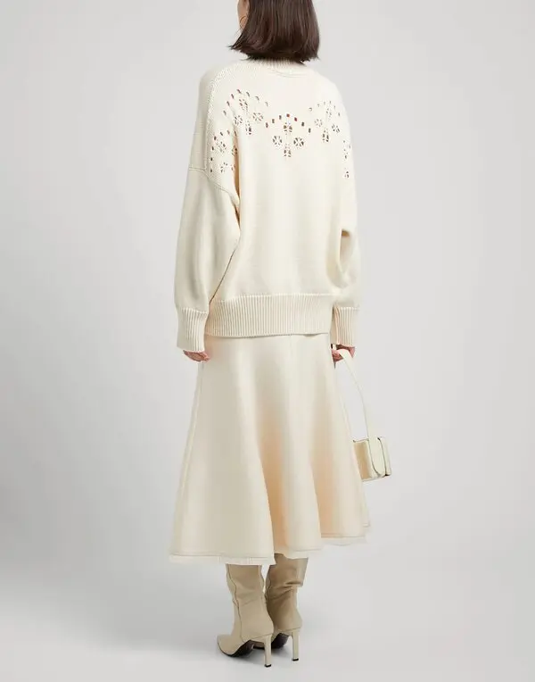 Chloé Wool Turtleneck Sweater With Lace Detailing