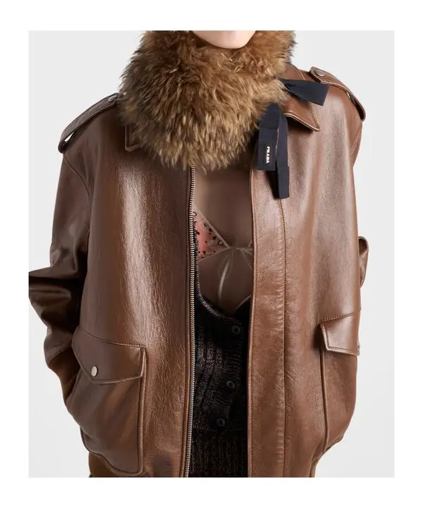 Prada Nappa Leather Bomber Jacket