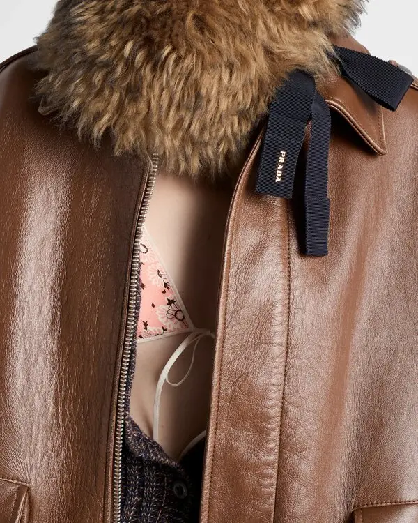Prada Nappa Leather Bomber Jacket