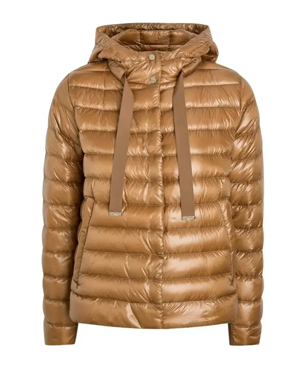 Herno Padded Nylon Jacket With Drawstring Hood - Brown