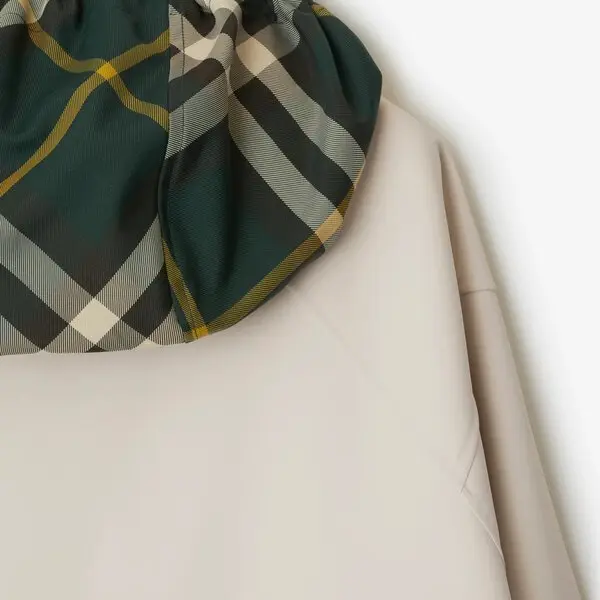Burberry Checked Hood Zipped Gabardine Parka