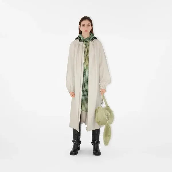 Burberry Checked Hood Zipped Gabardine Parka