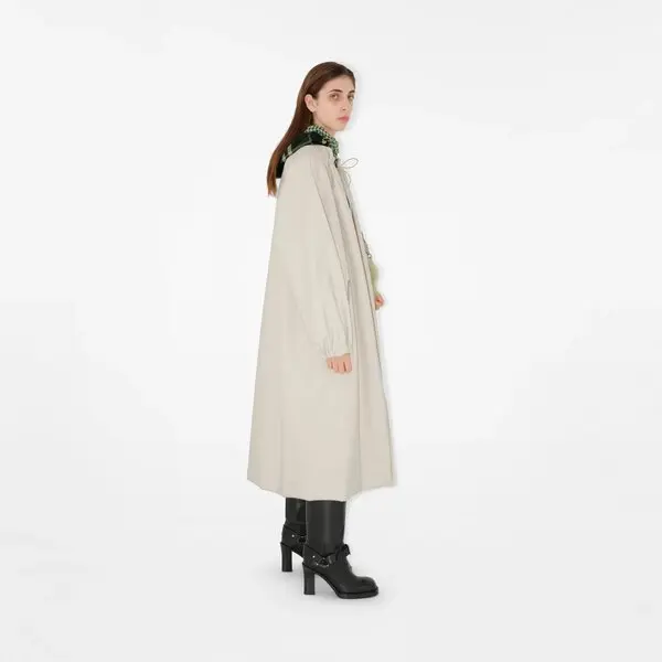 Burberry Checked Hood Zipped Gabardine Parka