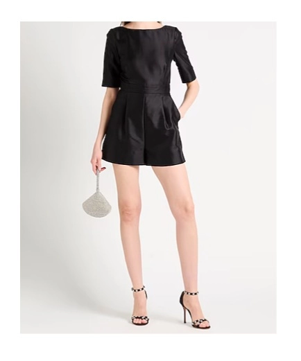 Max Mara Taffeta Playsuit - Black
