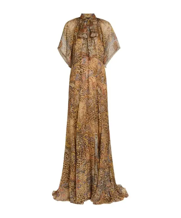 Etro Leopard-print Silk Maxi Dress - Brown