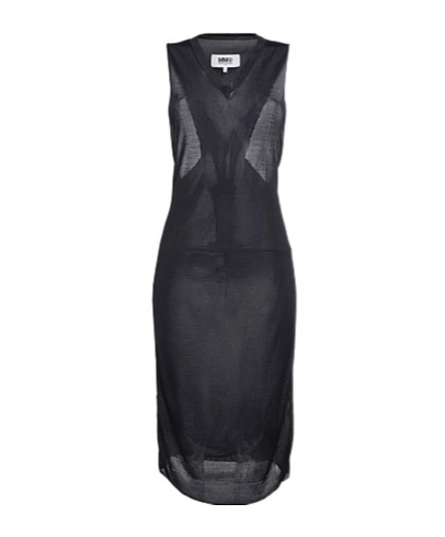 MAISON MARGIELA V-neck Sleeveless Knitted Dress - Black