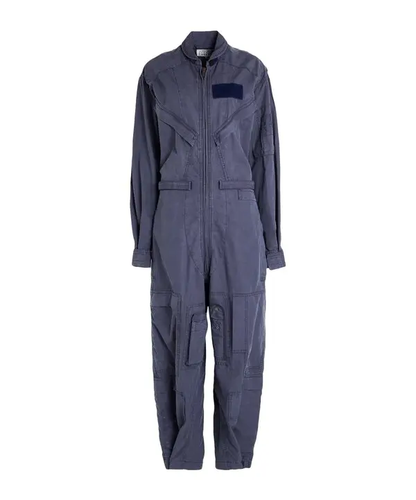 MAISON MARGIELA Solid Color Stretch Long Sleeve Jumpsuit
