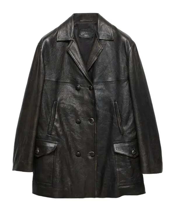 Prada Double-breasted Nappa Leather Caban Jacket