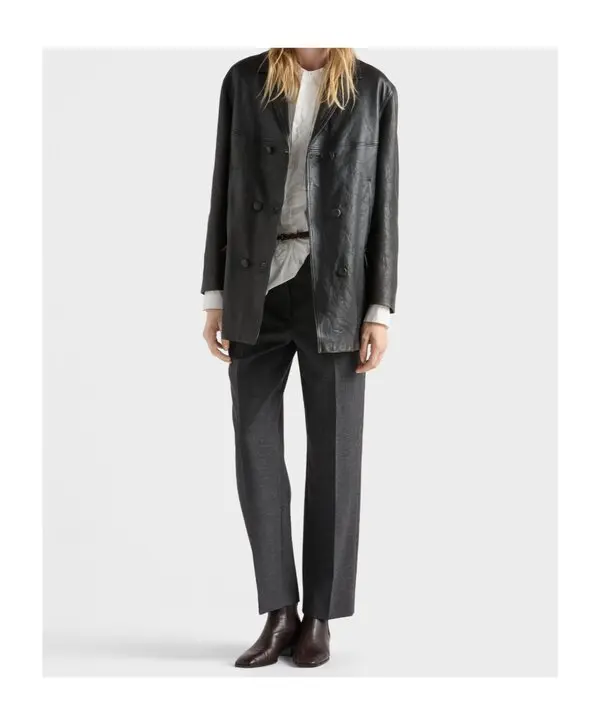 Prada Double-breasted Nappa Leather Caban Jacket