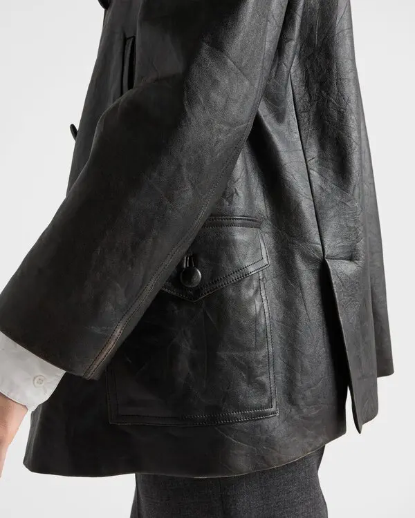 Prada Double-breasted Nappa Leather Caban Jacket