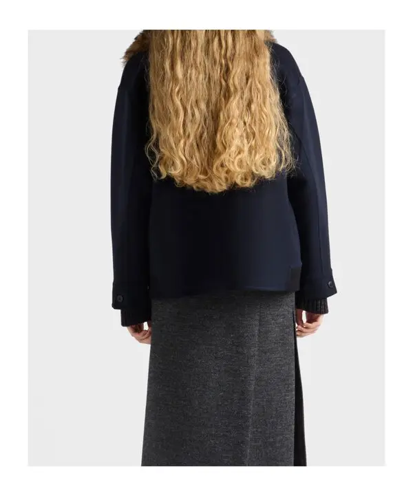 Prada Reversible Double Cashwool Stand Collar Jacket With Patch Pockets