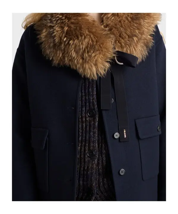 Prada Reversible Double Cashwool Stand Collar Jacket With Patch Pockets