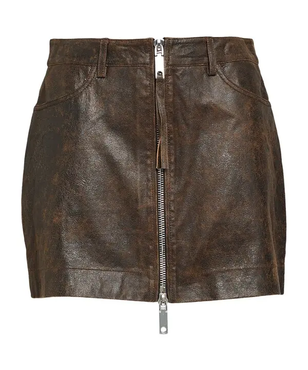 MAXCO. Max&co. Distressed Leather Mini Skirt