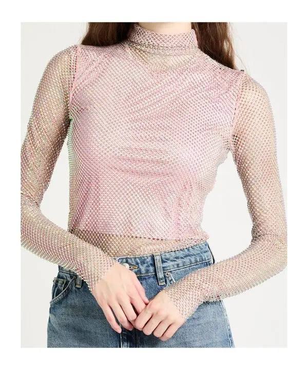 Sportmax Crystal-embellished High Neck Long Sleeve Top