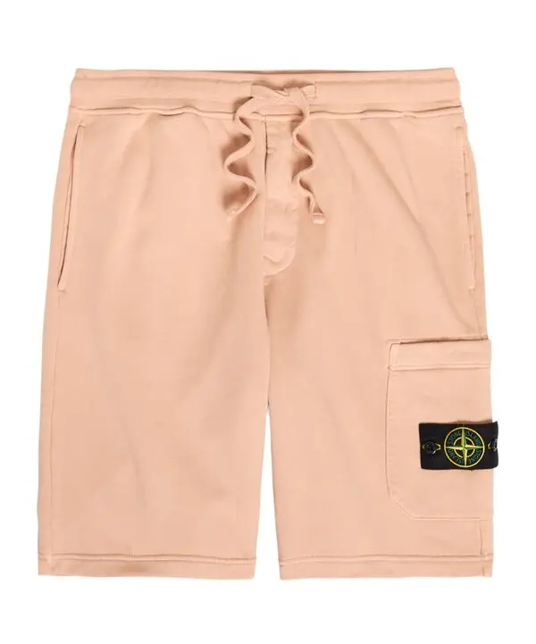 Stone Island Logo Cotton Shorts
