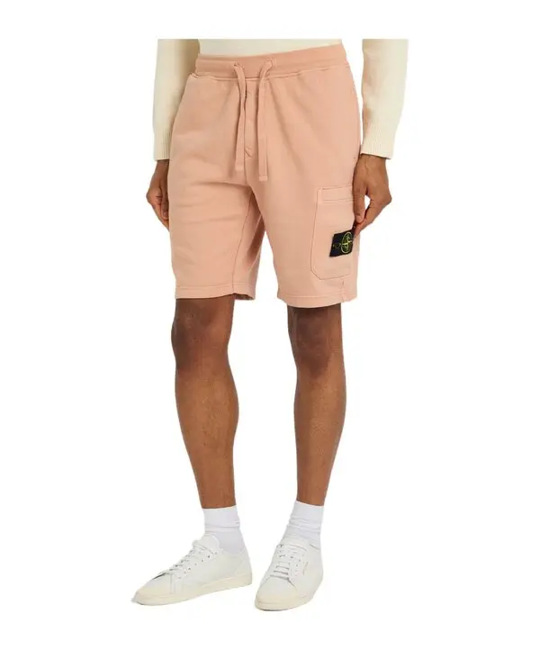 Stone Island Logo Cotton Shorts