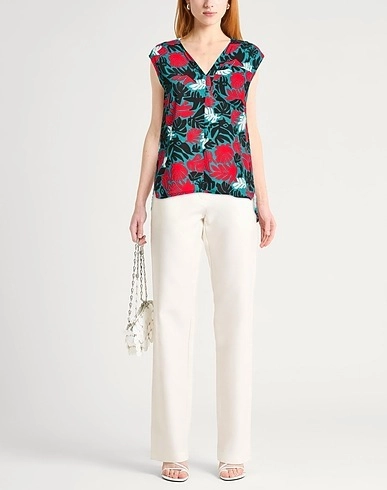 Marni V-neck Printed Cap Sleeve Top