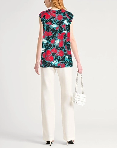 Marni V-neck Printed Cap Sleeve Top