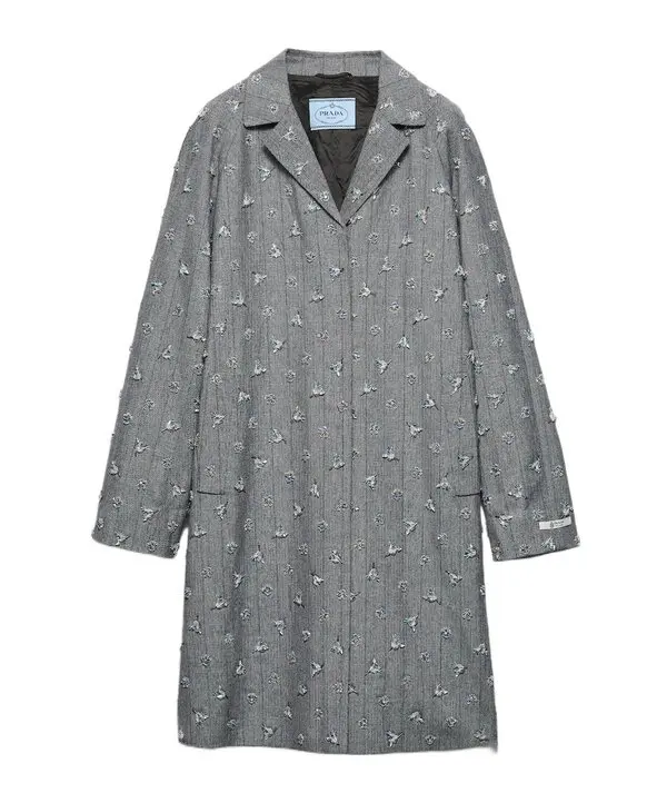 Prada Single-breasted Embroidered Pinstripe Coat