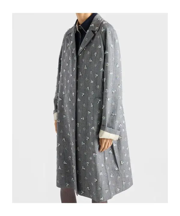 Prada Single-breasted Embroidered Pinstripe Coat