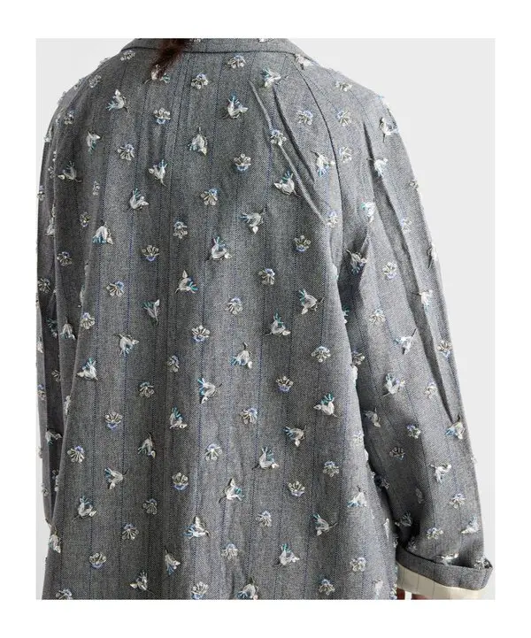 Prada Single-breasted Embroidered Pinstripe Coat