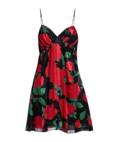 Saint Laurent Floral Print Satin Slip Dress