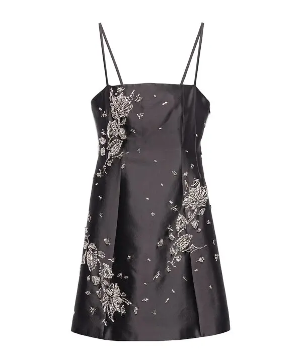 Prada Embroidered Silk And Wool Mini-dress