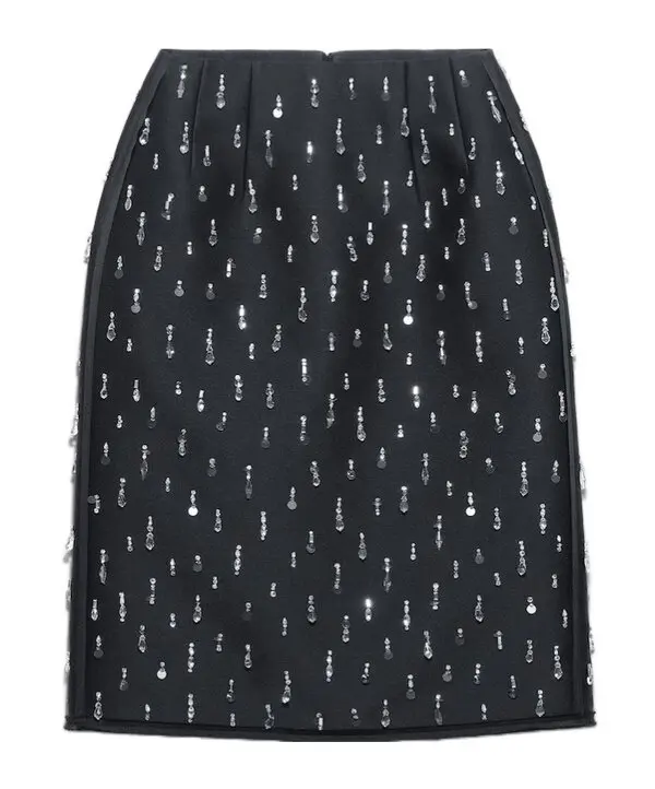 Prada Embroidered Sequined Midi Skirt