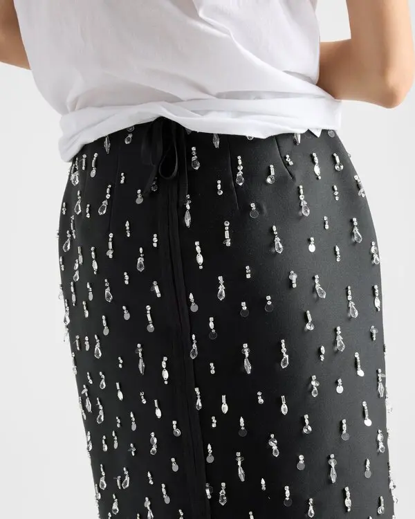 Prada Embroidered Sequined Midi Skirt