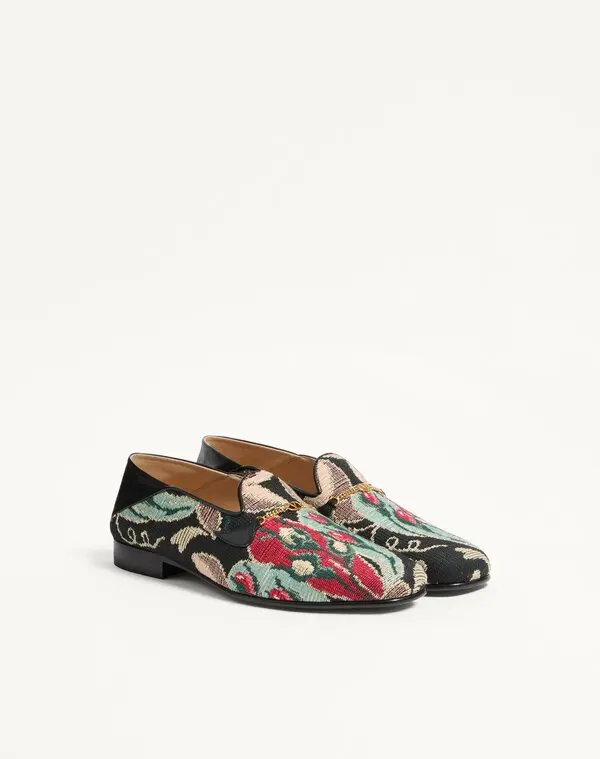 Valentino Garavani Jiggie Loafers In Gobelin Fabric