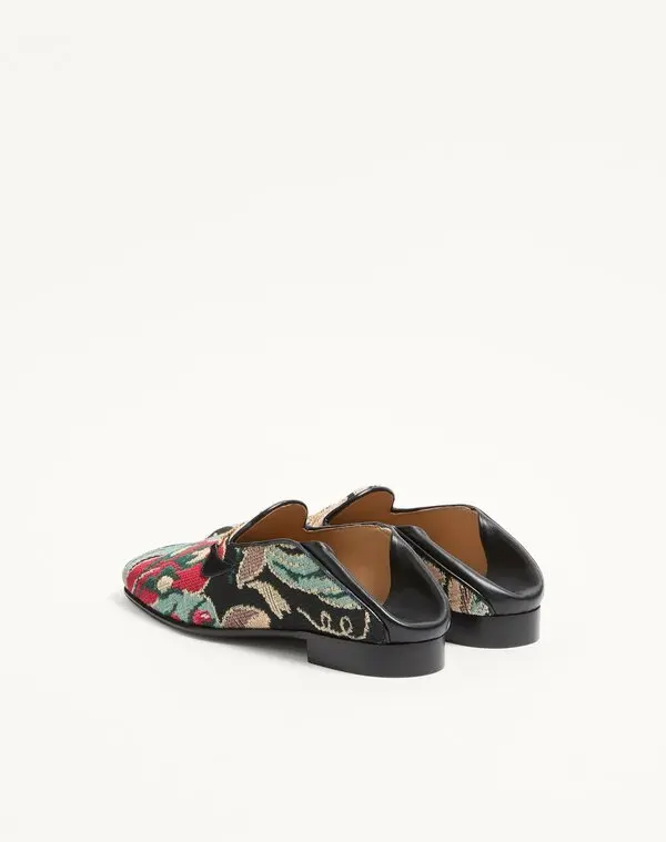 Valentino Garavani Jiggie Loafers In Gobelin Fabric