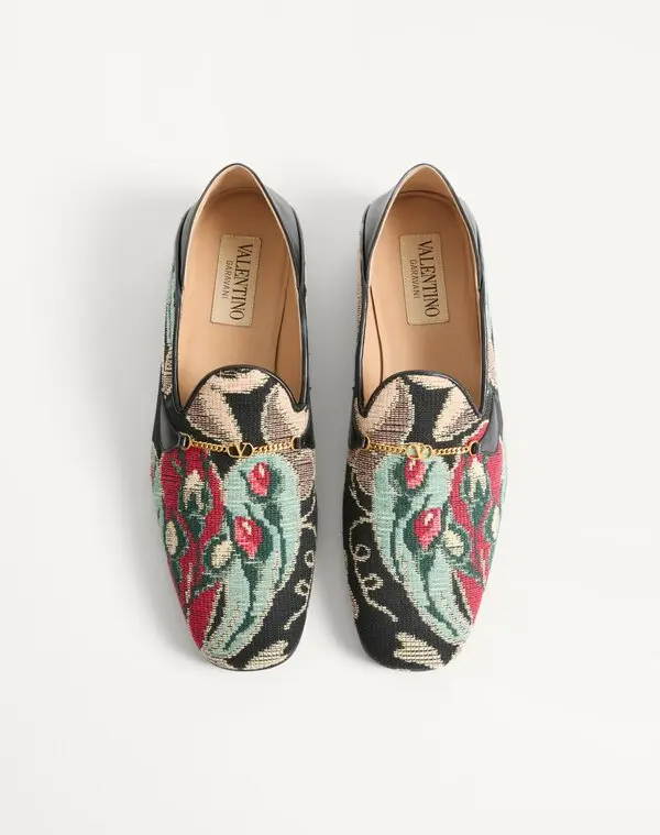 Valentino Garavani Jiggie Loafers In Gobelin Fabric