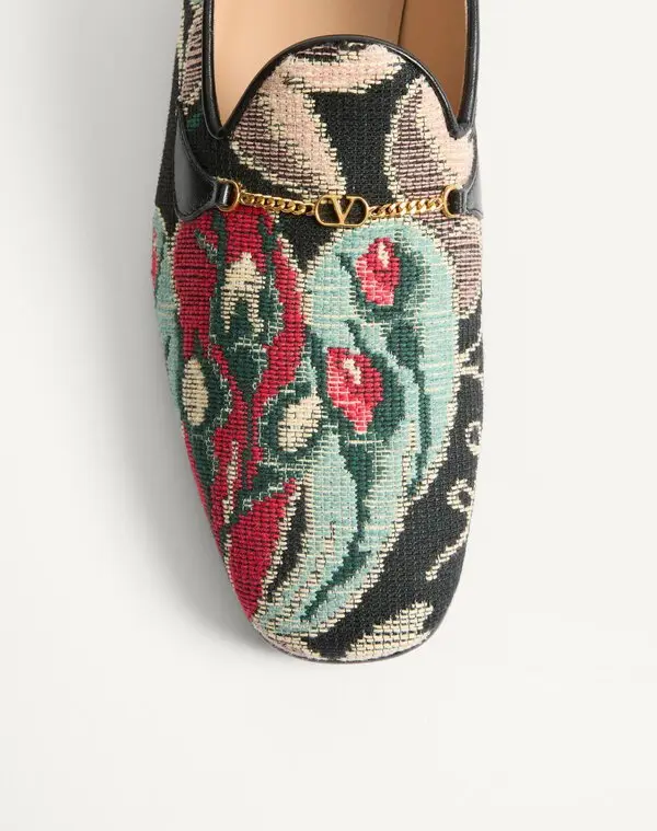 Valentino Garavani Jiggie Loafers In Gobelin Fabric