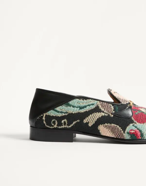 Valentino Garavani Jiggie Loafers In Gobelin Fabric