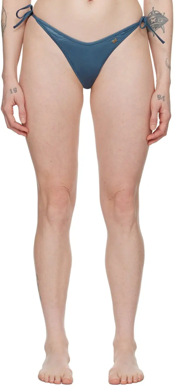 Palm Angels Monogram-plaque Metallic-effect Bikini Bottoms