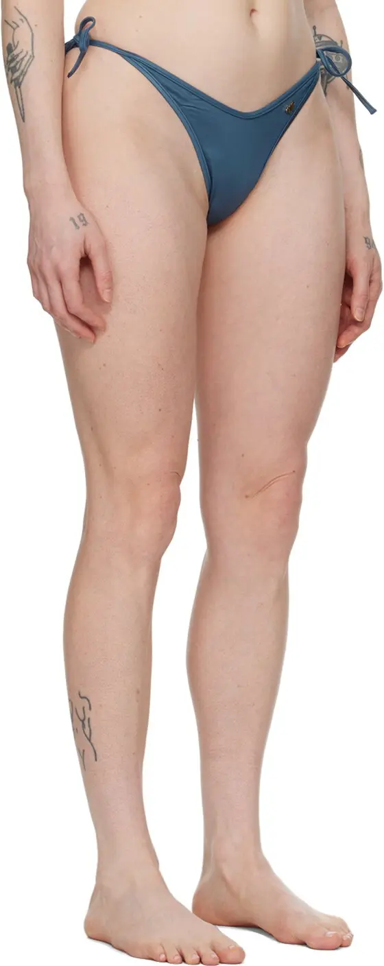 Palm Angels Monogram-plaque Metallic-effect Bikini Bottoms