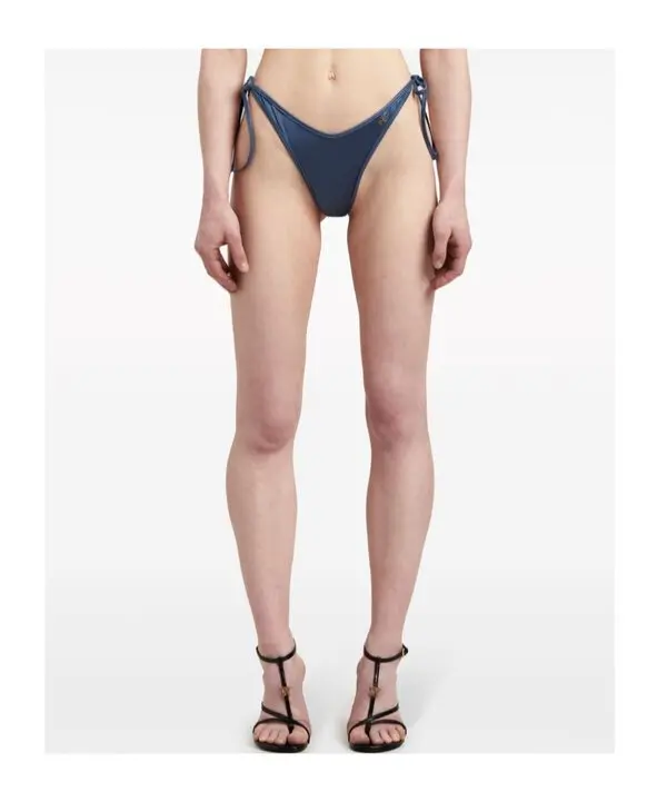 Palm Angels Monogram-plaque Metallic-effect Bikini Bottoms