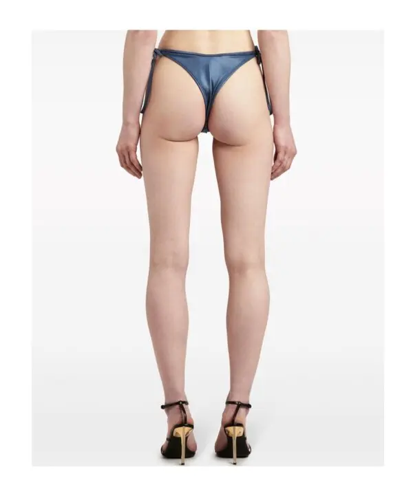 Palm Angels Monogram-plaque Metallic-effect Bikini Bottoms