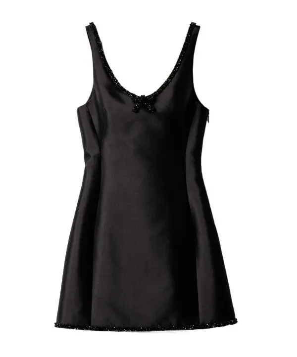 Miu Miu Embroidered Silk And Wool Mini-dress