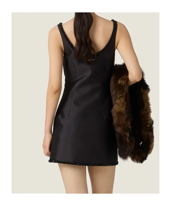 Miu Miu Embroidered Silk And Wool Mini-dress