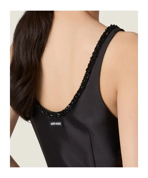 Miu Miu Embroidered Silk And Wool Mini-dress