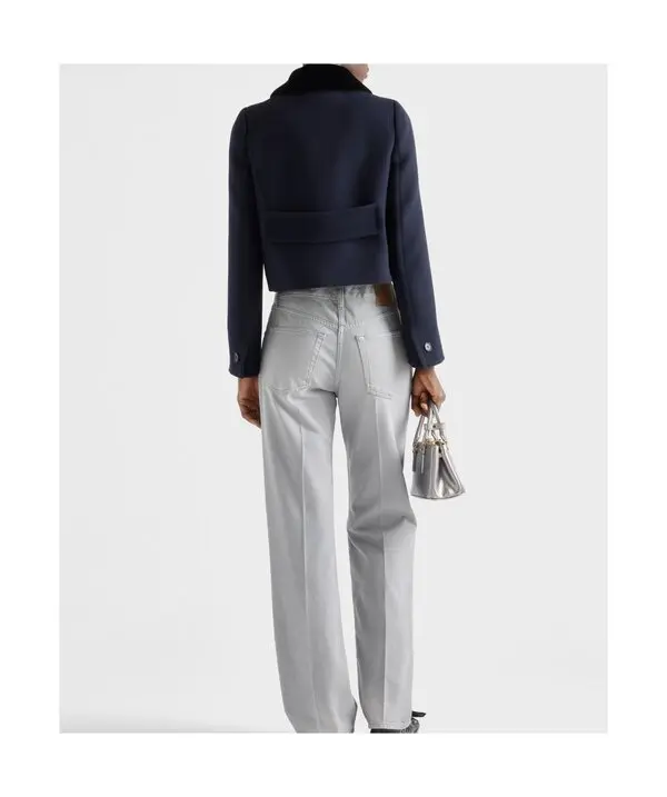 Prada Single-breasted Natté Fabric Jacket With Removable Velvet Collar