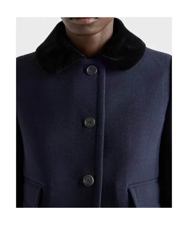 Prada Single-breasted Natté Fabric Jacket With Removable Velvet Collar