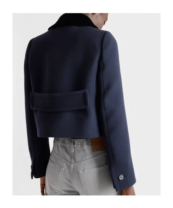 Prada Single-breasted Natté Fabric Jacket With Removable Velvet Collar