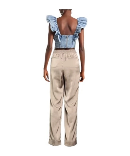 MAXCO. High-waisted Straight-leg Satin Trousers